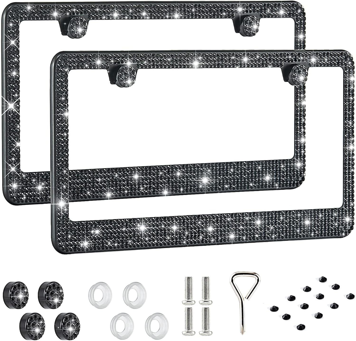 Bling License Plate Frame for Women,2 Pack Premium Stainless Steel ...