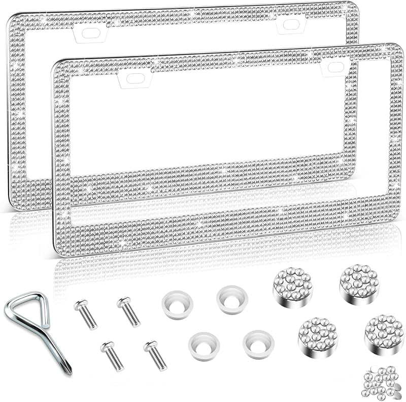 Bling License Plate Frame for Women, 2Pack Rhinestone Handcrafted ...