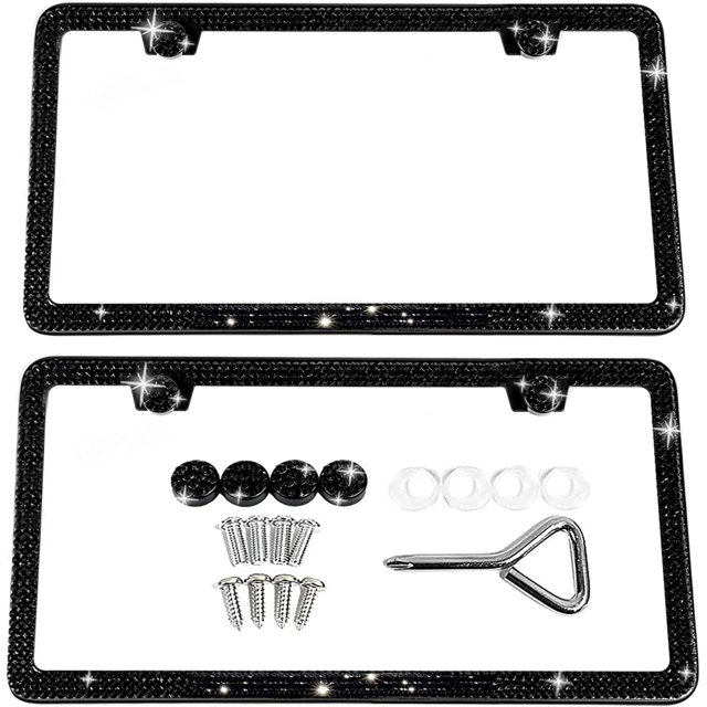 Bling License Plate Frame for Women 2 Pack Sparkly License Plate Frames ...