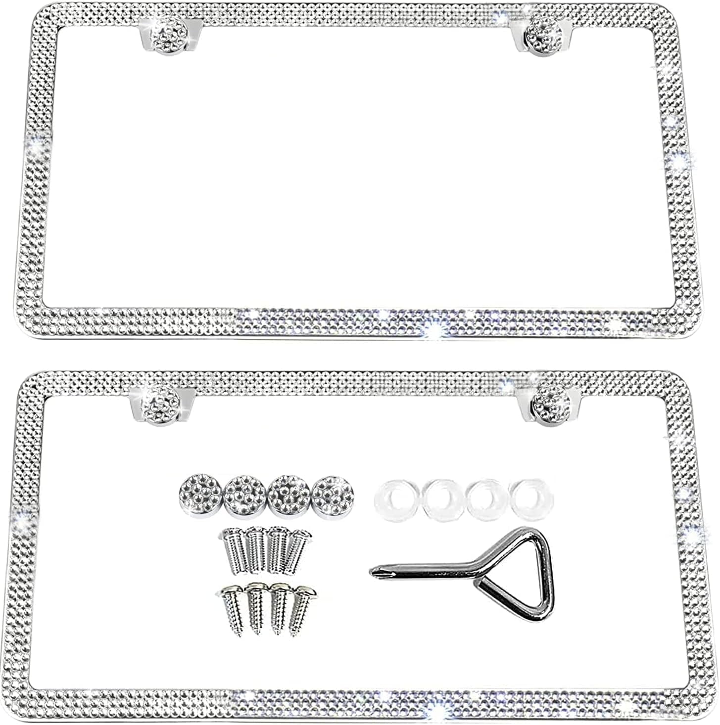 Bling License Plate Frame for Women 2 Pack Sparkly License Plate Frames ...