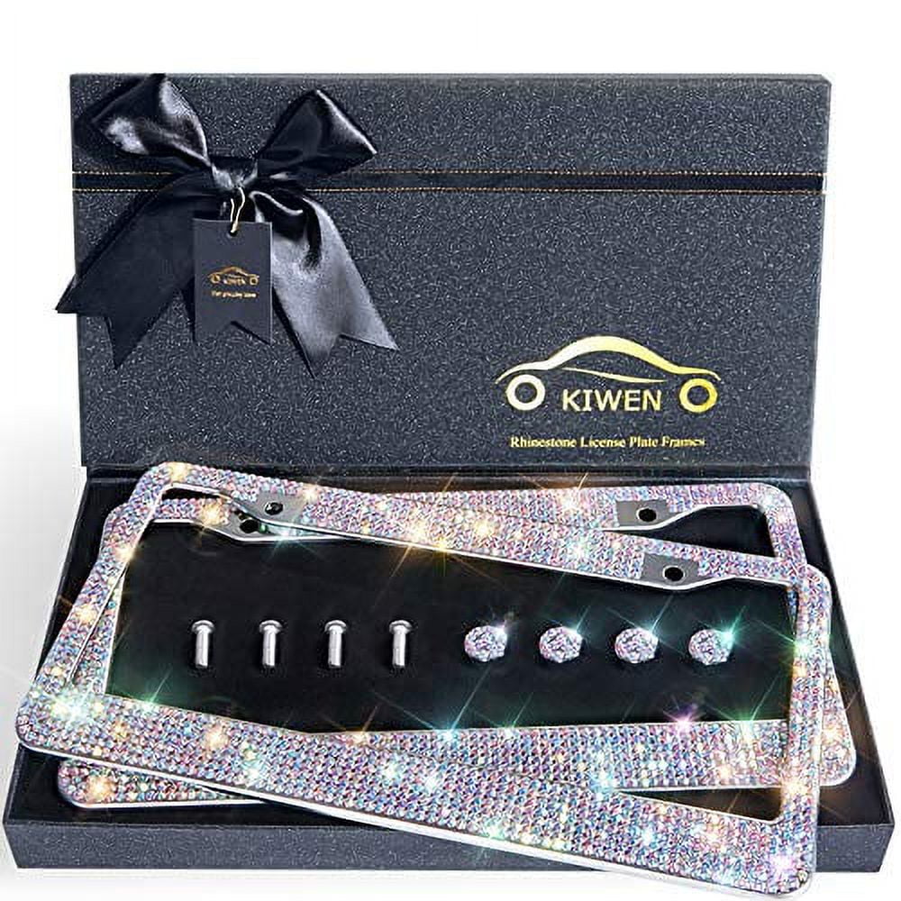 Bling License Plate Frames with High End Ribbon Gift Box,2 Pack ...