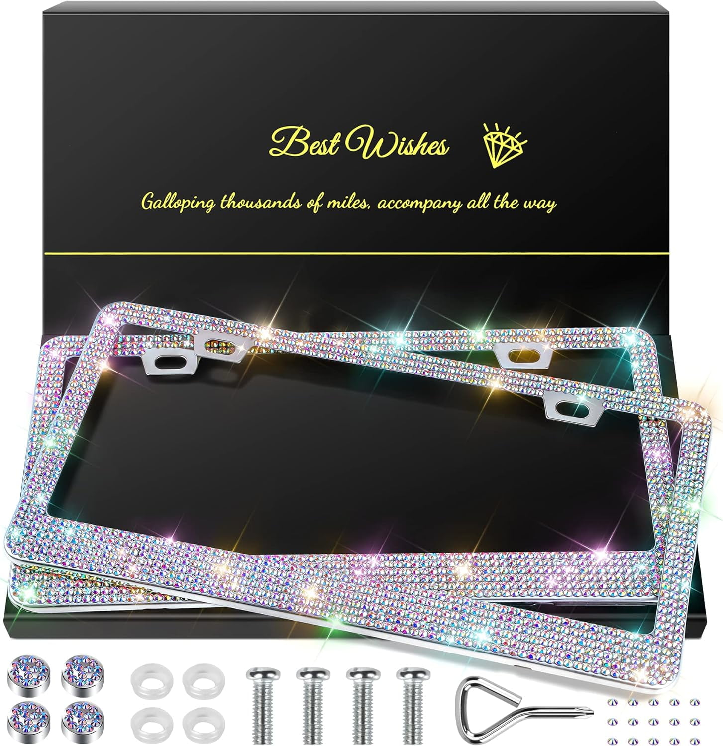 Bling License Plate Frames for Women, Sparkly Rhinestone Diamond Car ...