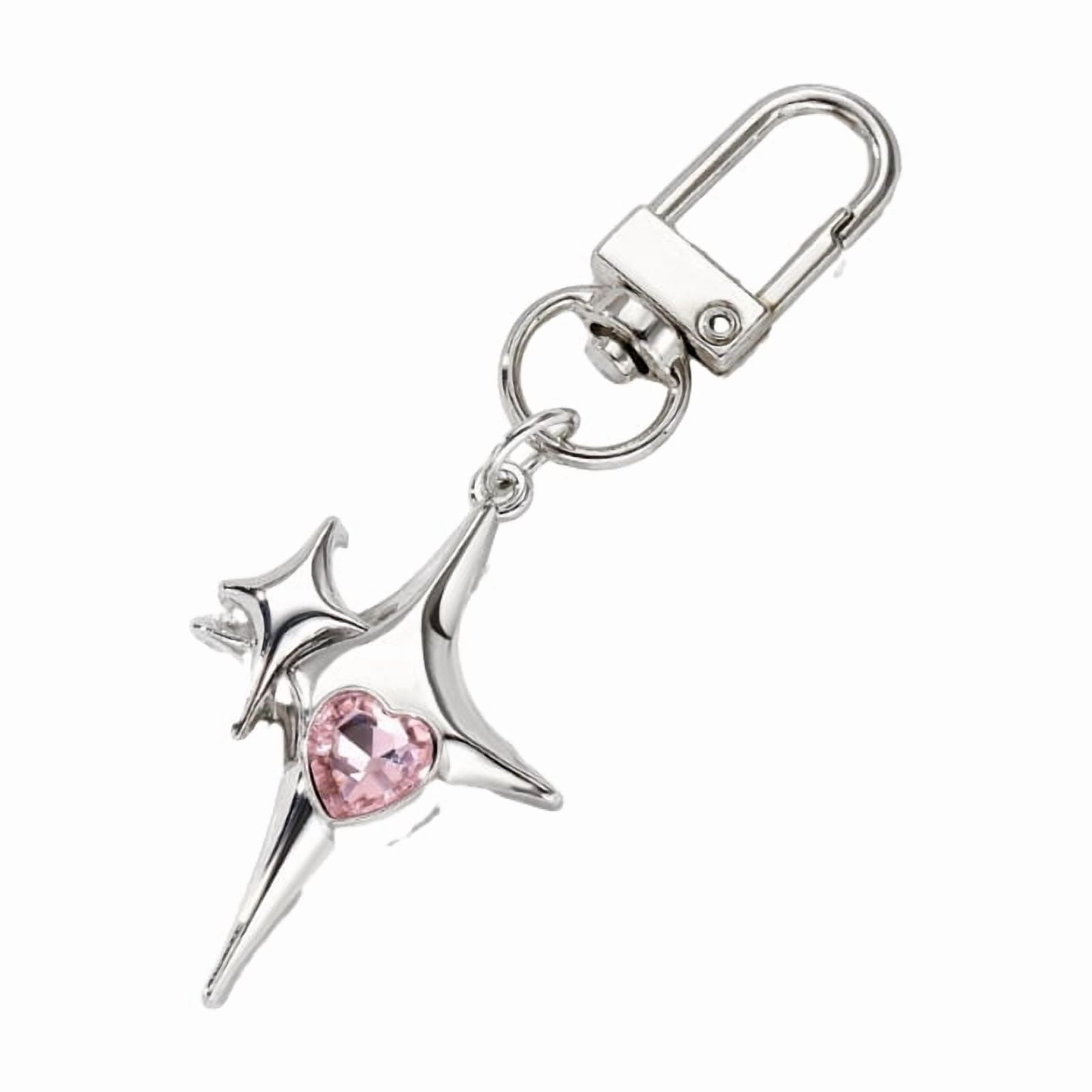 Bling Love Heart Star Keychain with Colorful Bag Pendant Unique Metal ...