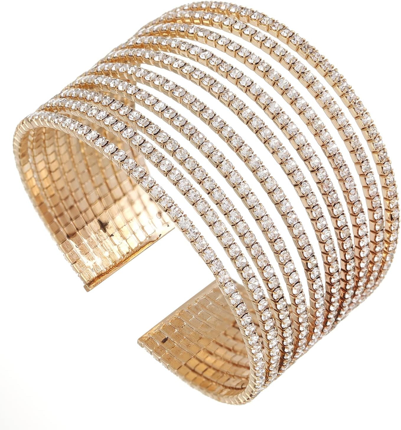 Bling Multi-Layer Chunky Wide Hollow Crystal Bangle Rhinestone Cuff ...