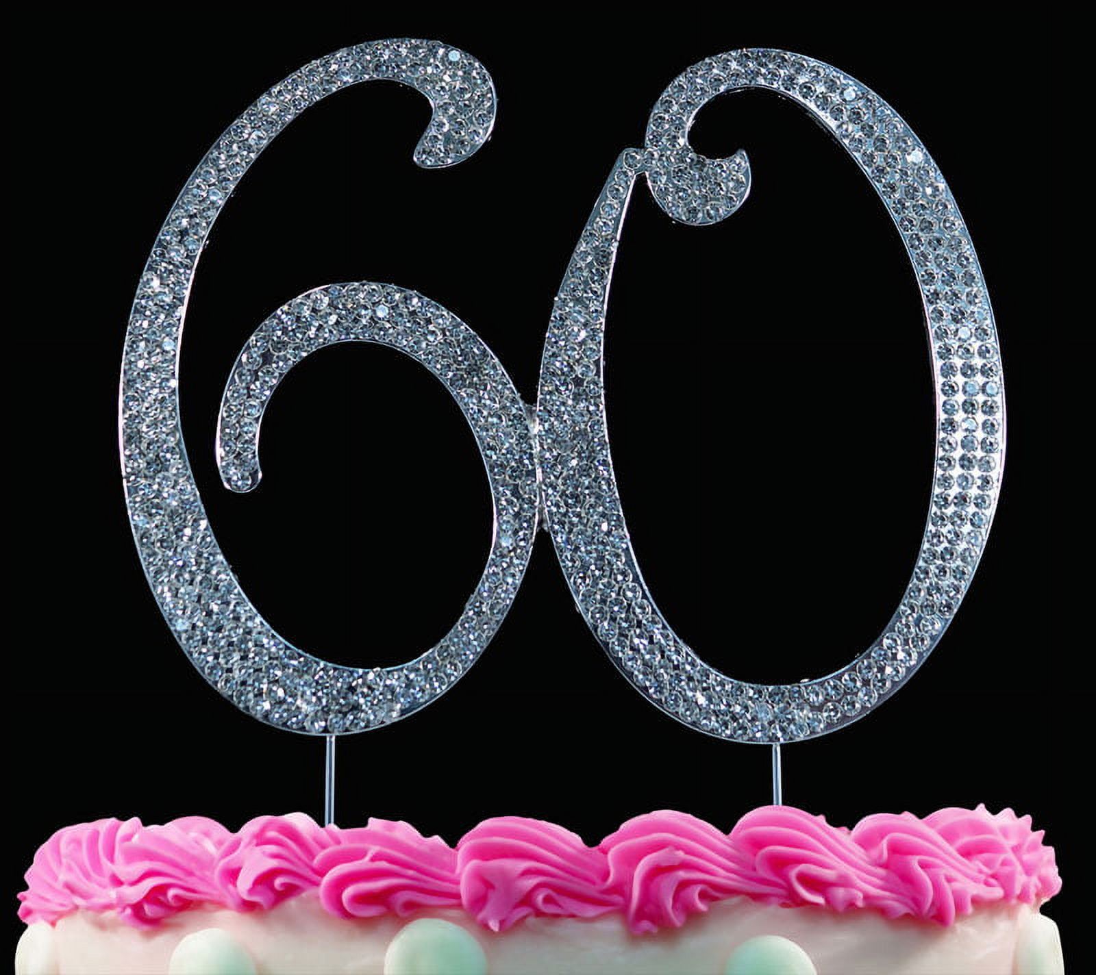 Bling Number 60 Birthday Cake Toppers Anniversary Cake Toppers ...