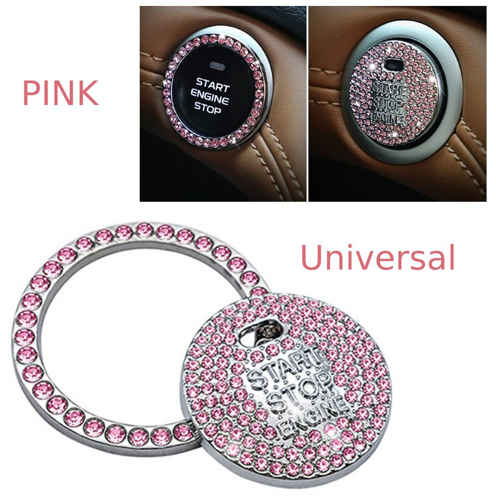Bling Pink Diamond Car Engine Ignition Start Button Decor Ring Crystal ...