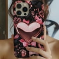 Bling Pink Heart Black Bow Mosaic Case for iPhone 17 through 11 Pro Max ...