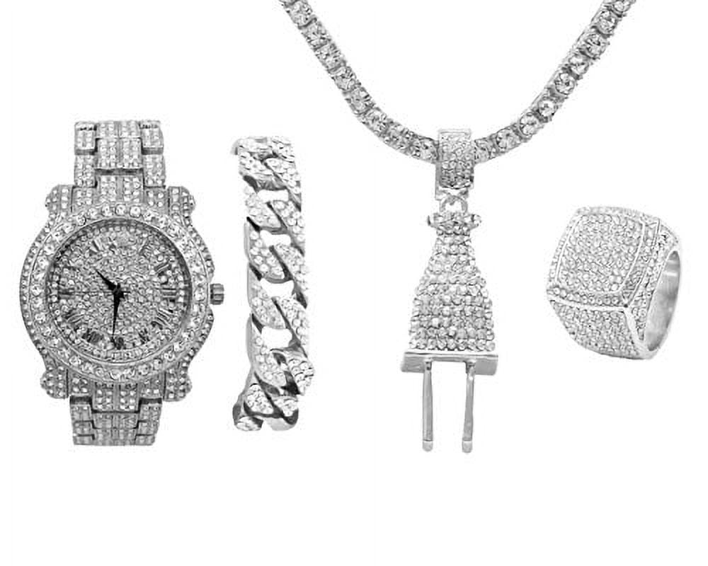 Bling Bling Plug Hip Hop Pendant - Iced Look Luxury Watch Covered with ...