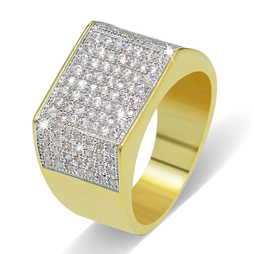 Bling Punky Rapper Fashion Luxury Rings for Men Shiny Big Iced out Hip ...