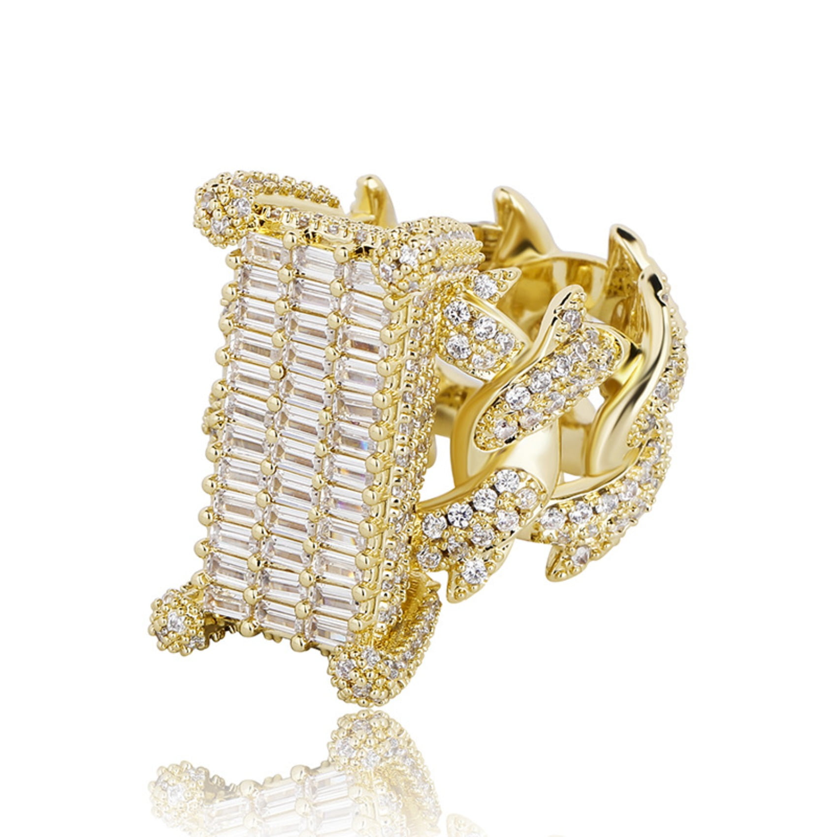 Bling Punky Rapper Luxury Fashion Rings for Men 18K Gold Plated Shiny ...