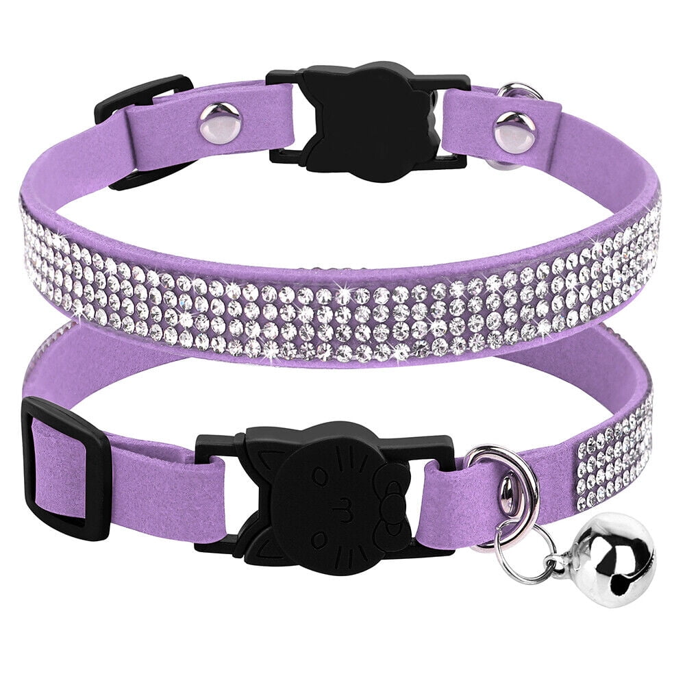 Bling Quick Release Cat Collar Safety Buckle Breakaway Soft Suede ...