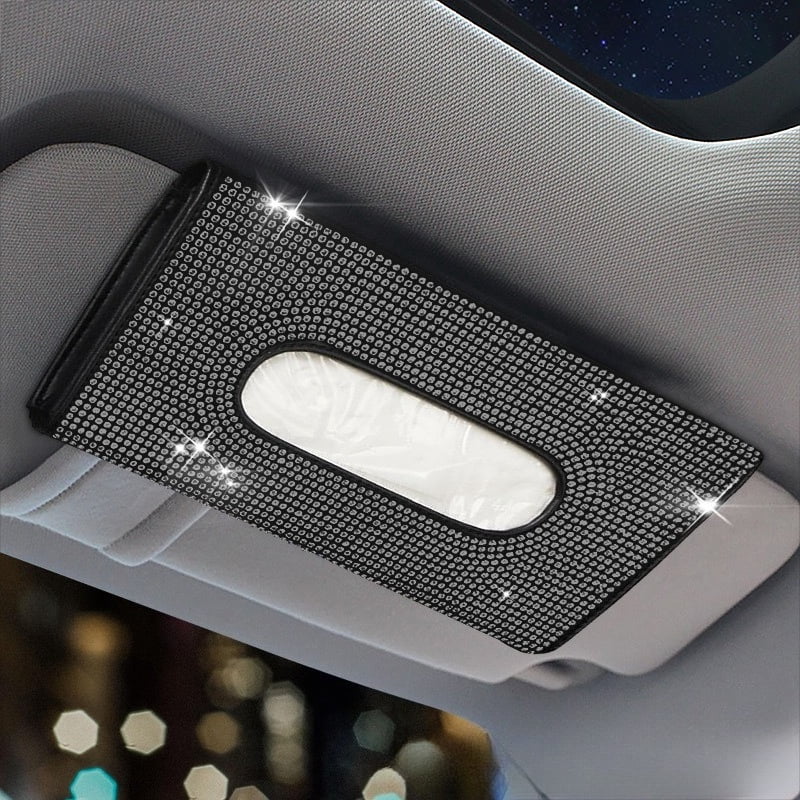 Bling Rhinestone Car Sun Visor Tissue Holder, PU Leather Sparkling ...