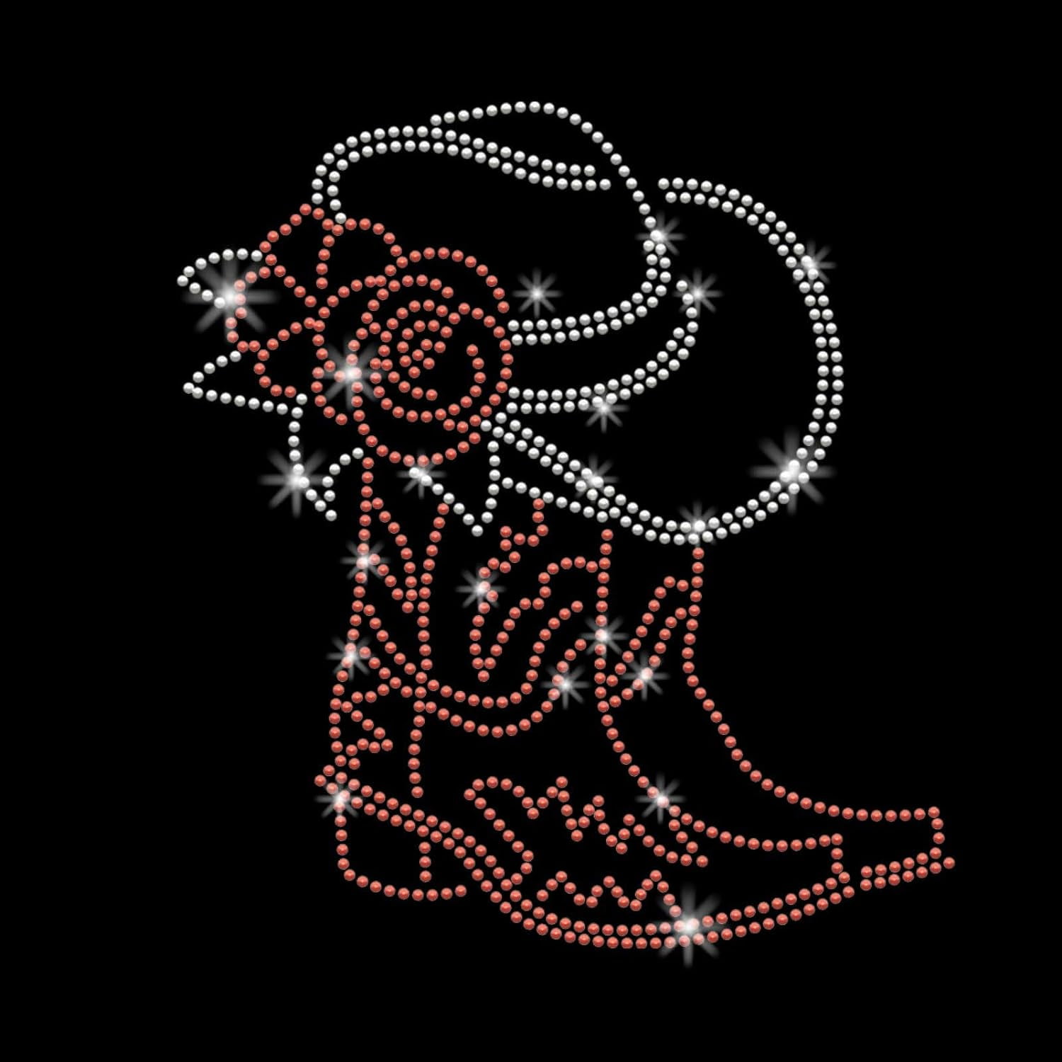 Bling Rhinestone Cowboy Hat Iron on Hotfix Heat Transfers Decal Diamond ...