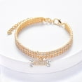 Bling Rhinestone Dog Collar Necklace Adjustable Three Rows Bone Pendant ...