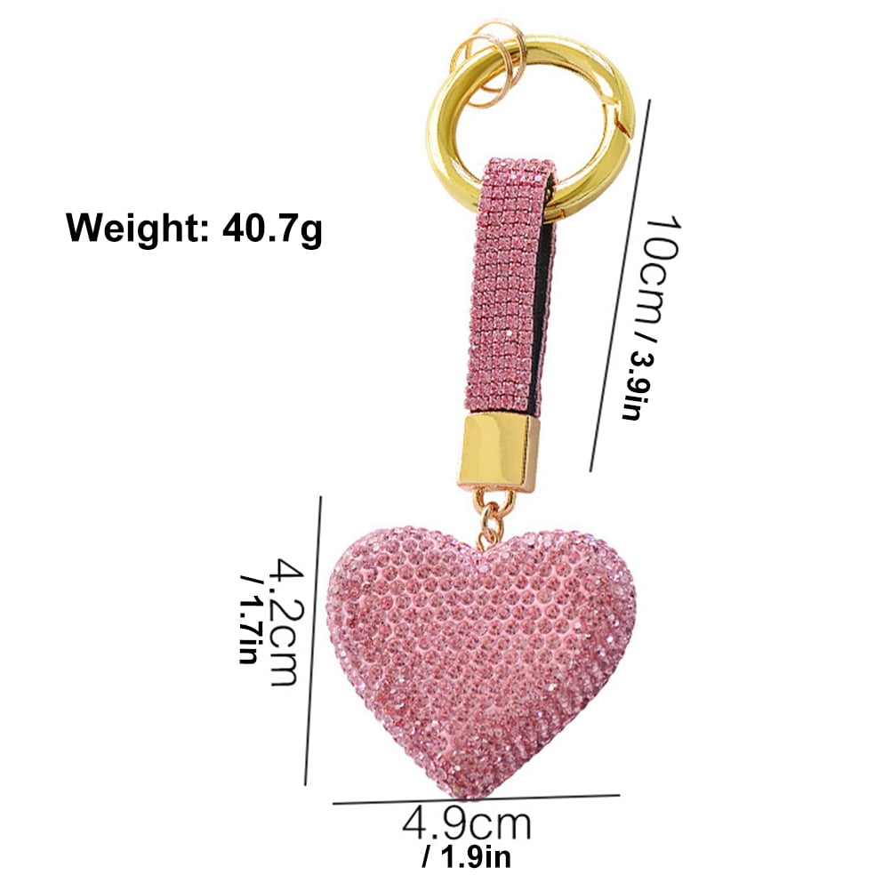 Bling Rhinestone Heart Shape Keychains Glitter Crystal Heart Key Chain ...
