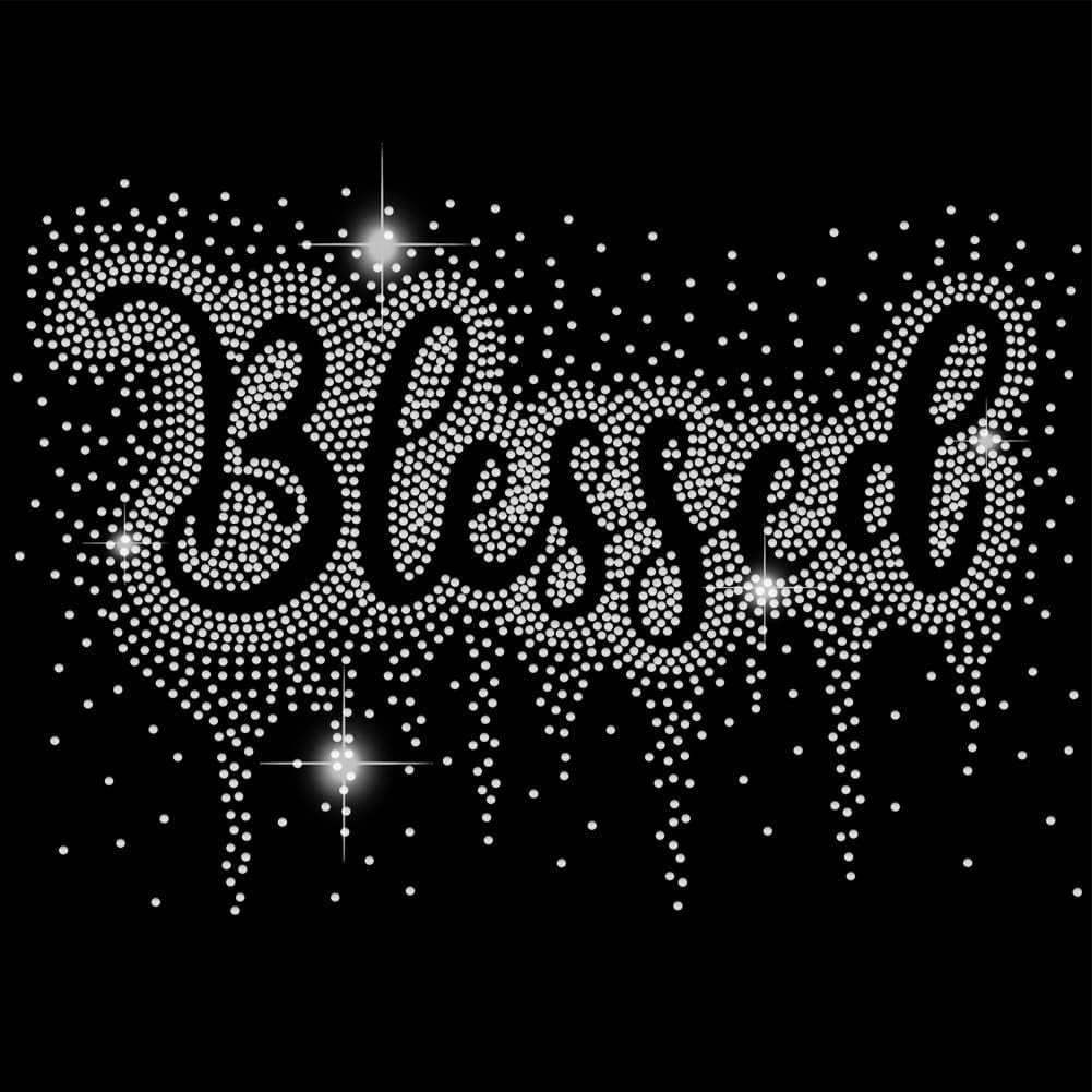 Bling Rhinestone Iron on Transfers Blessed Rhinestone Iron on Hotfix ...