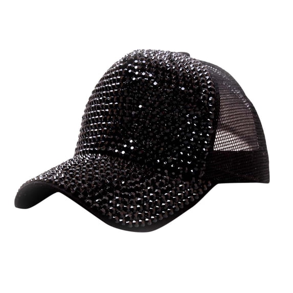 Bling Rhinestone Mesh Visor Cap, Canvas Baseball Cap for Women Summer ...