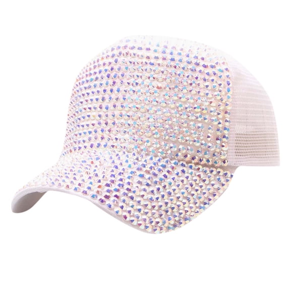 Bling Rhinestone Mesh Visor Cap, Canvas Baseball Cap for Women Summer ...