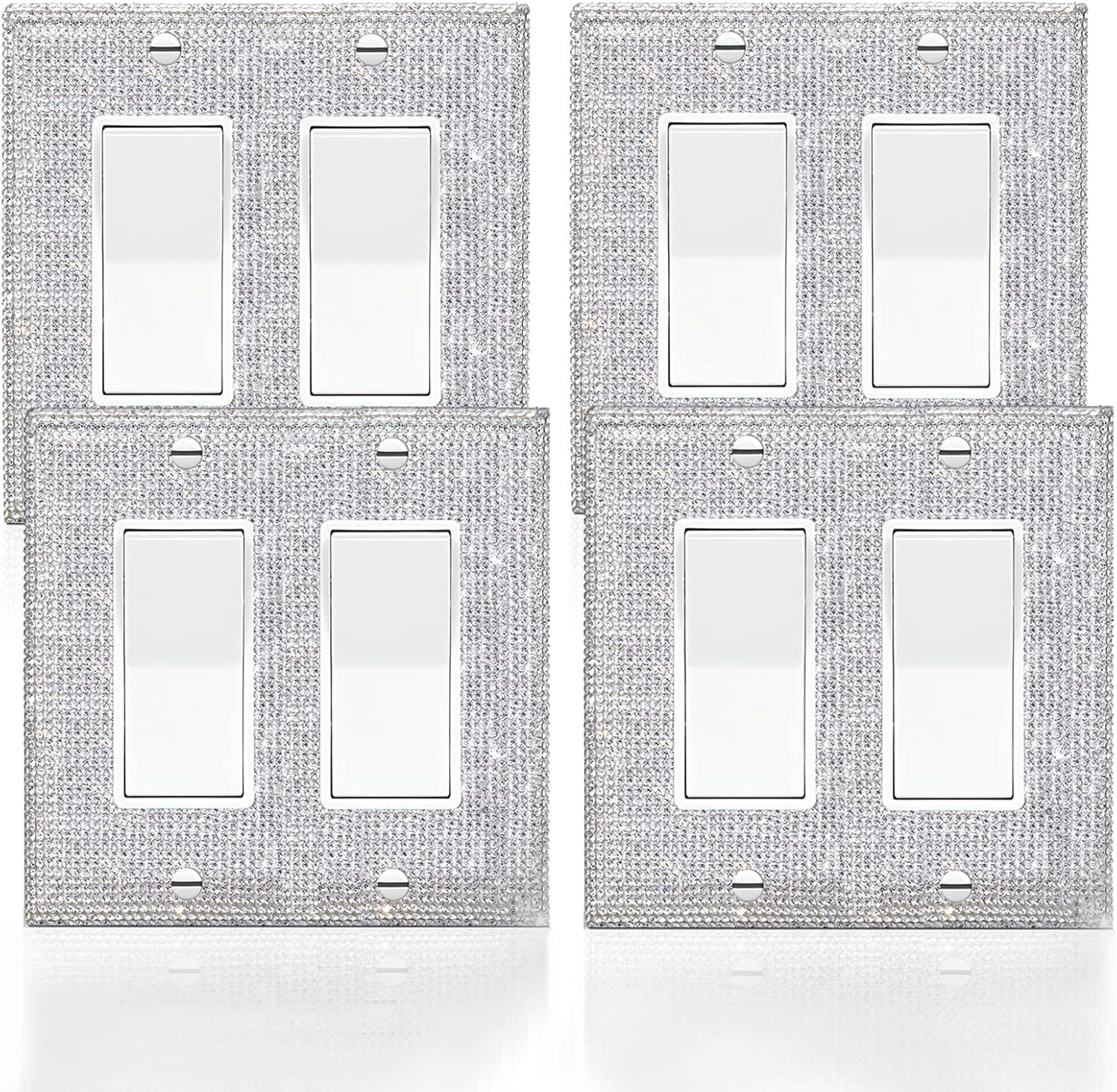Bling Silver Rhinestone Wall Plates, Durable Decorative Covers for Home ...