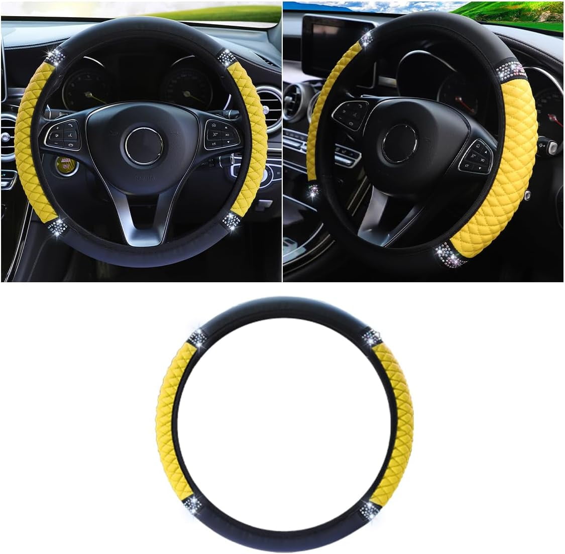 Bling Soft Leather Cover, 15 Inch Colorful Rhinestones Elastic ...