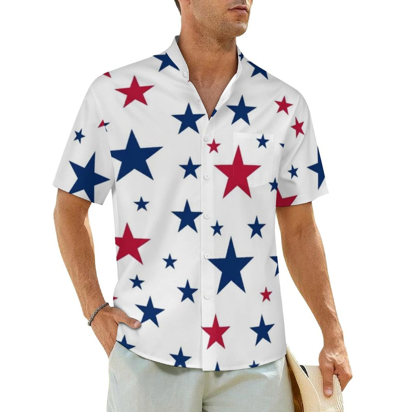 Bling Star Beach Shirt Man Astro Galaxy Print Elegant Casual Shirts ...