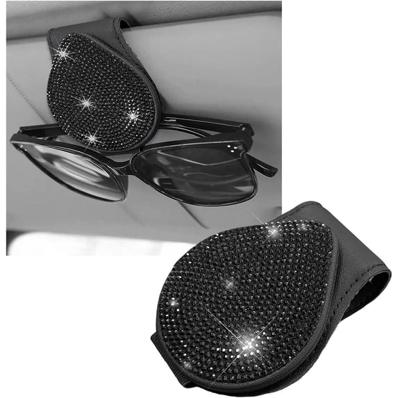 Bling Sunglass Holder for Car Visor, Magnetic Leather Visor Clip ...