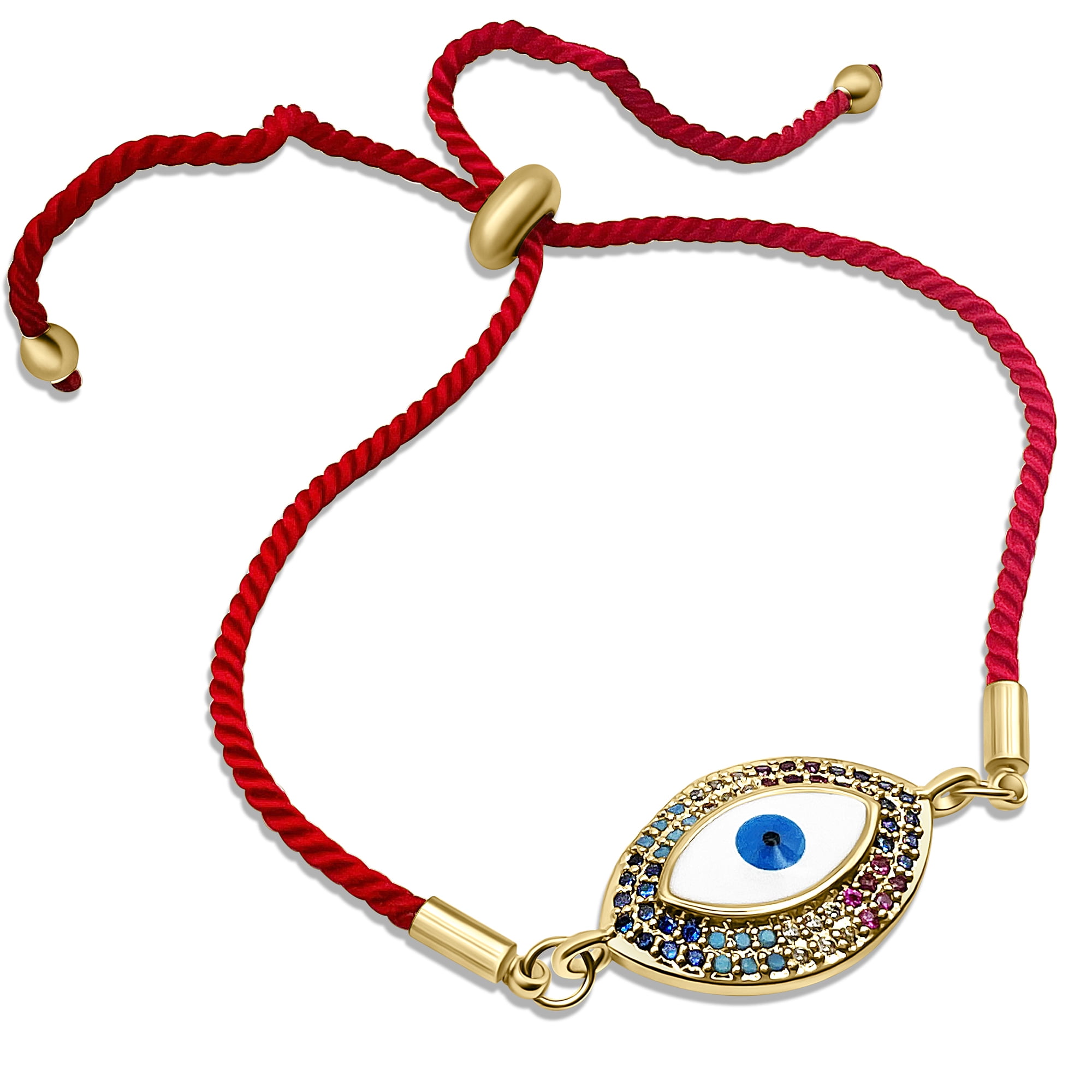 Bling Trax Evil Eye Red String Bracelet for Women, Gold-Plated Charm ...