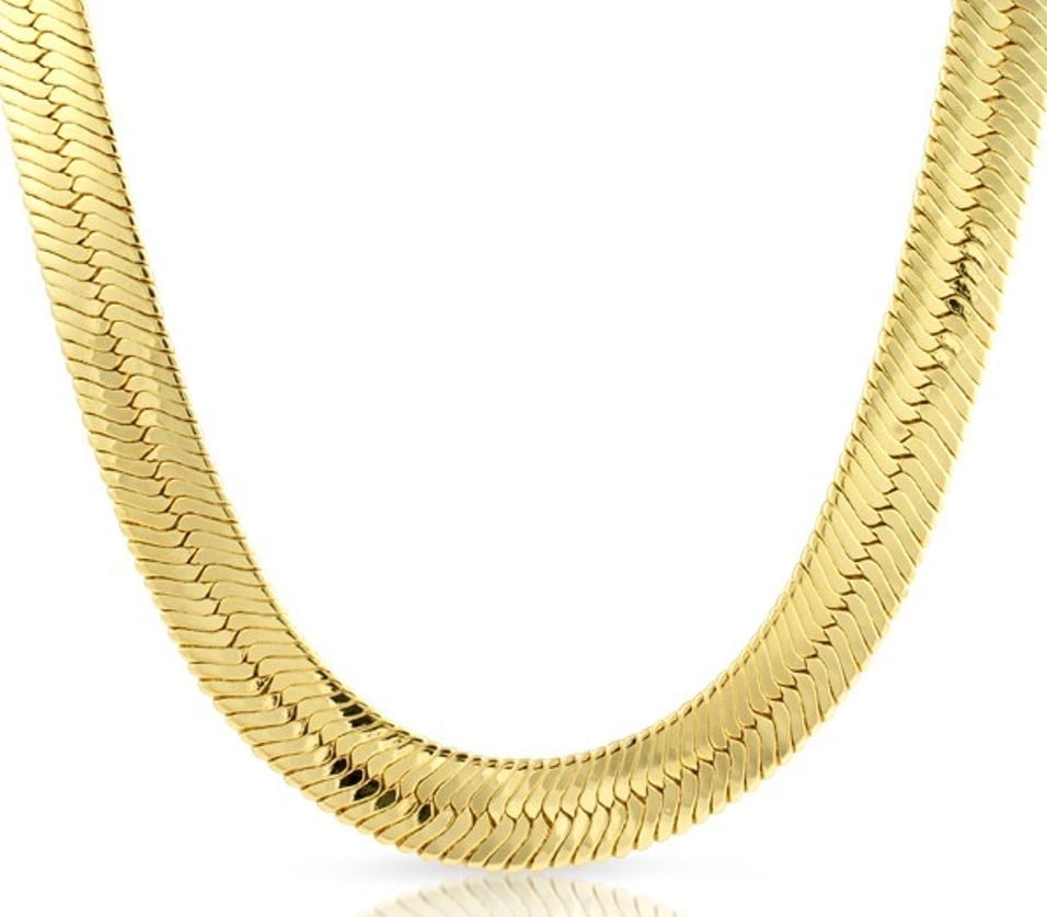 Bling Trax 14K Gold Chain Necklace - Herringbone & Snake for Men & Women - Walmart.com