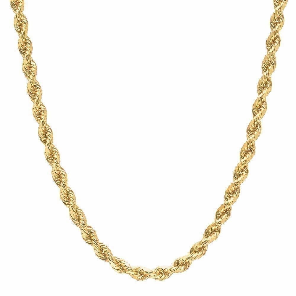 Stainless Steel 14k Gold Rope Chain for Men – Cadena de Oro Necklace, 2 ...