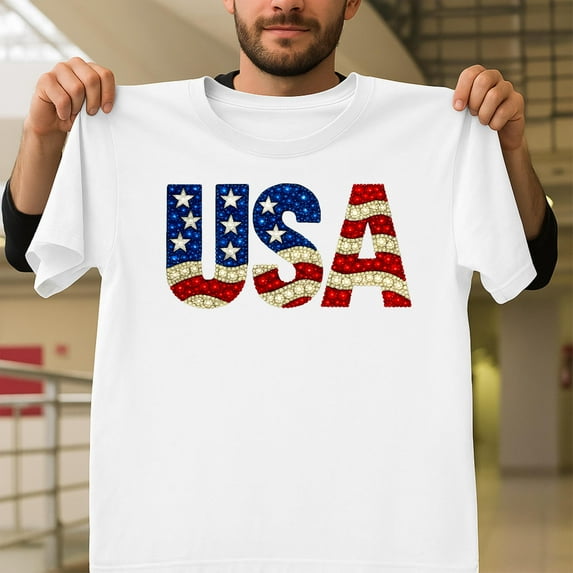 Bling USA Flag Glitter Bow Patriotic 4th Of July, Sparkle Graphic ...