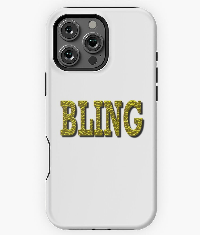 Bling Word in Gold Hip Hop Phone Case for iPhone 16 15 14 13 12 11 Pro ...