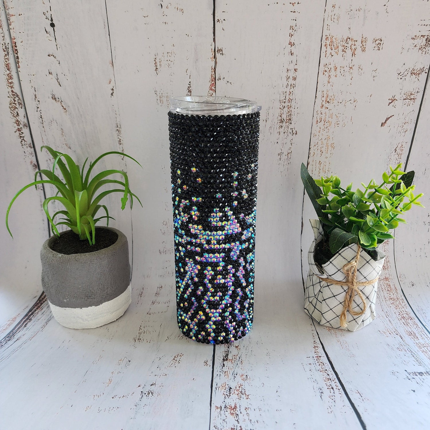 Bling cup/tumbler 20 oz. Lepoard style design. Purple and black ...