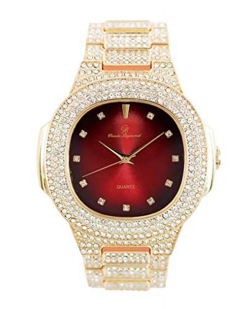 Bling-ed Out Blood Red Oblong Metal Mens Color on Blast Watch ...