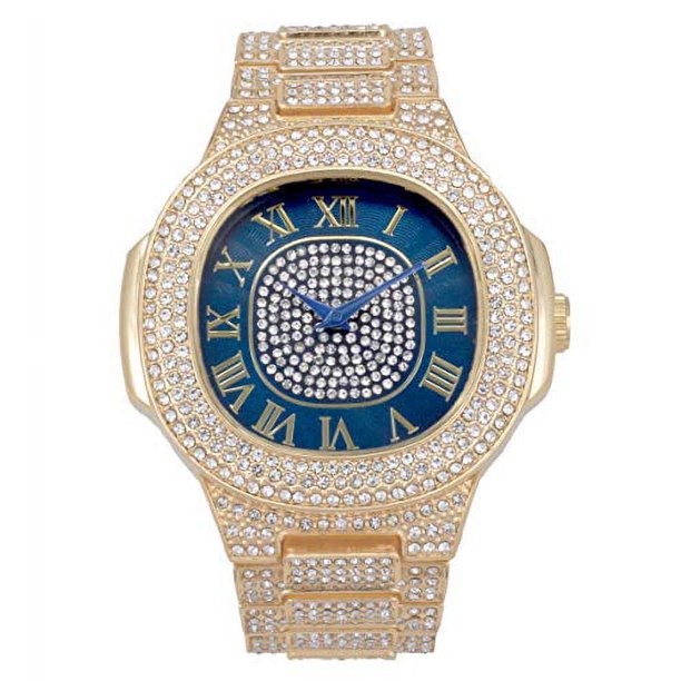Bling-ed Out Oblong Metal Mens Color on Blast Watch - 8475Color ...