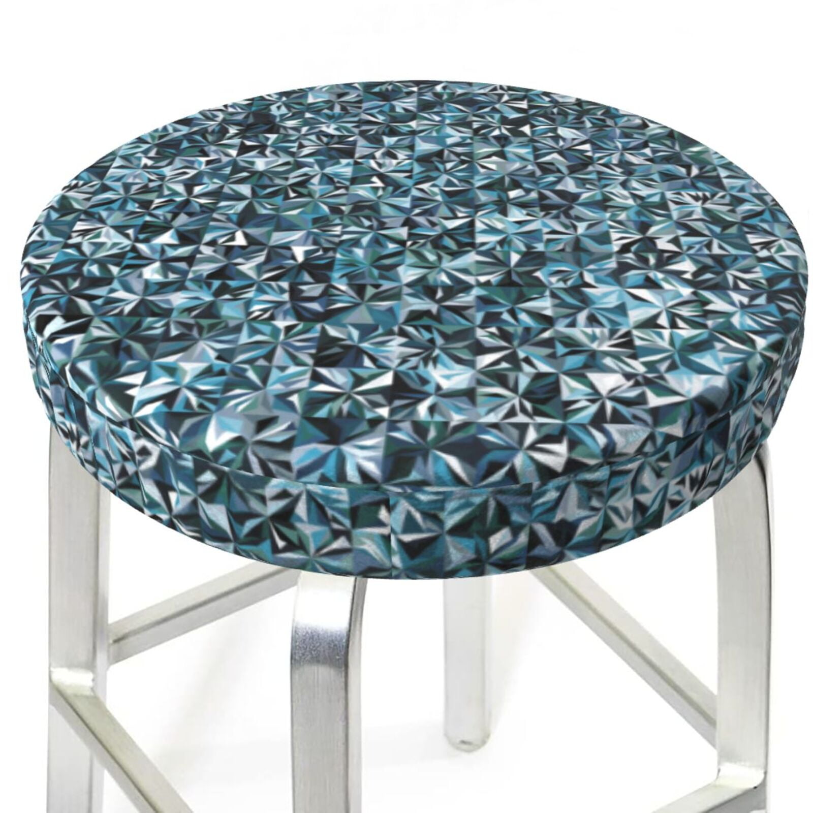 Bling sparkly gemstone blue print Bar Stool Covers Round - Washable ...