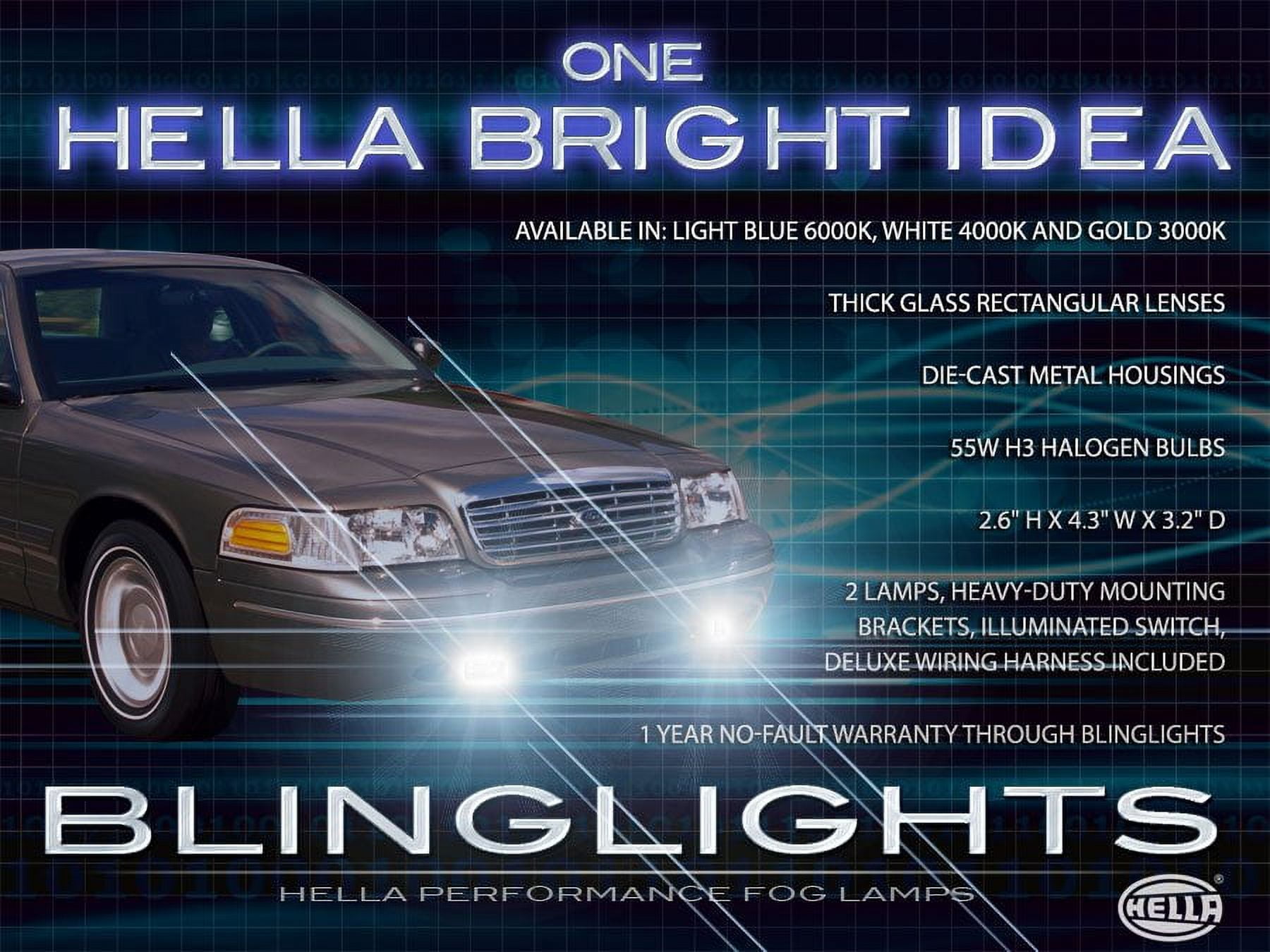 1998-2011 Ford Crown Victoria Xenon Hella Fog Lamp Kit, Driving Lights ...