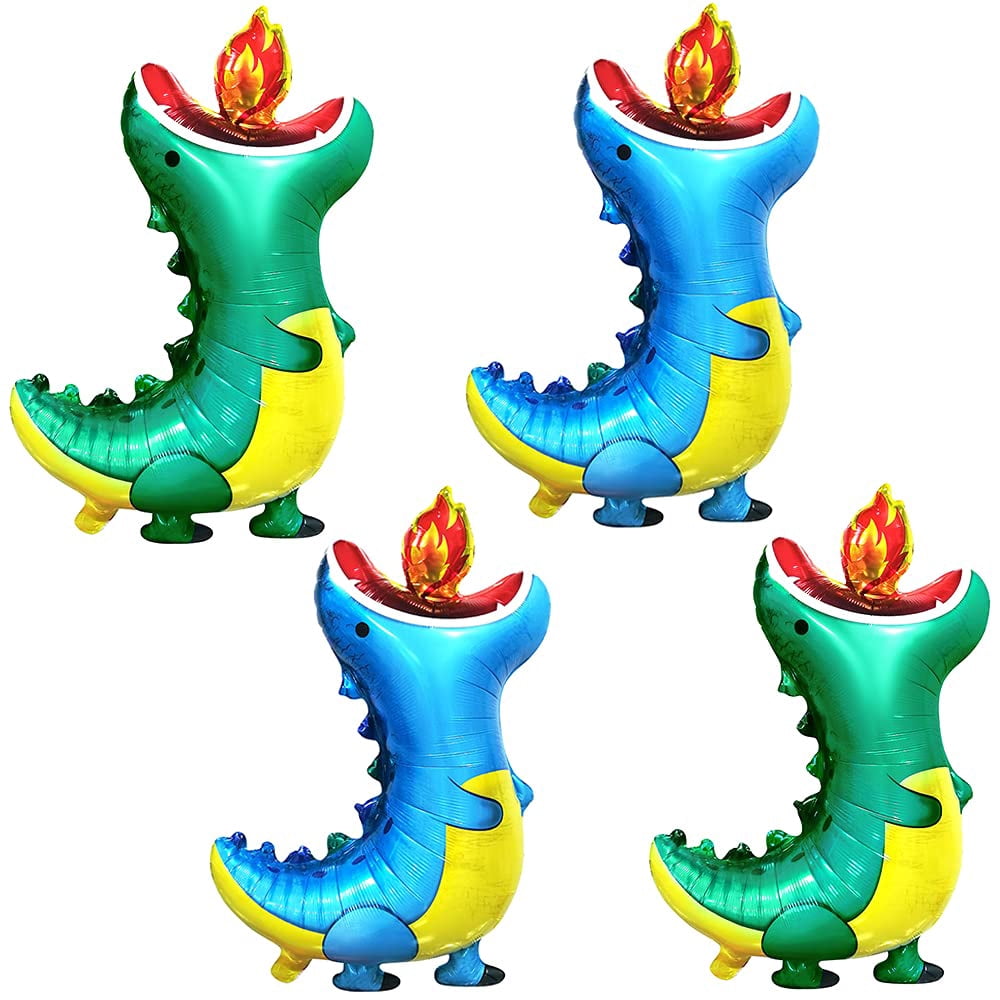 Blingabc 4Pack DragonTRDN Balloons,3D Foil Fire Breathing Dragon ...