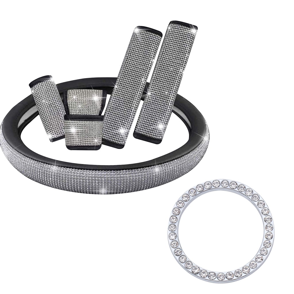 Blingbling Car Accessories Set for Women Girls Steering Wheel Cover ...