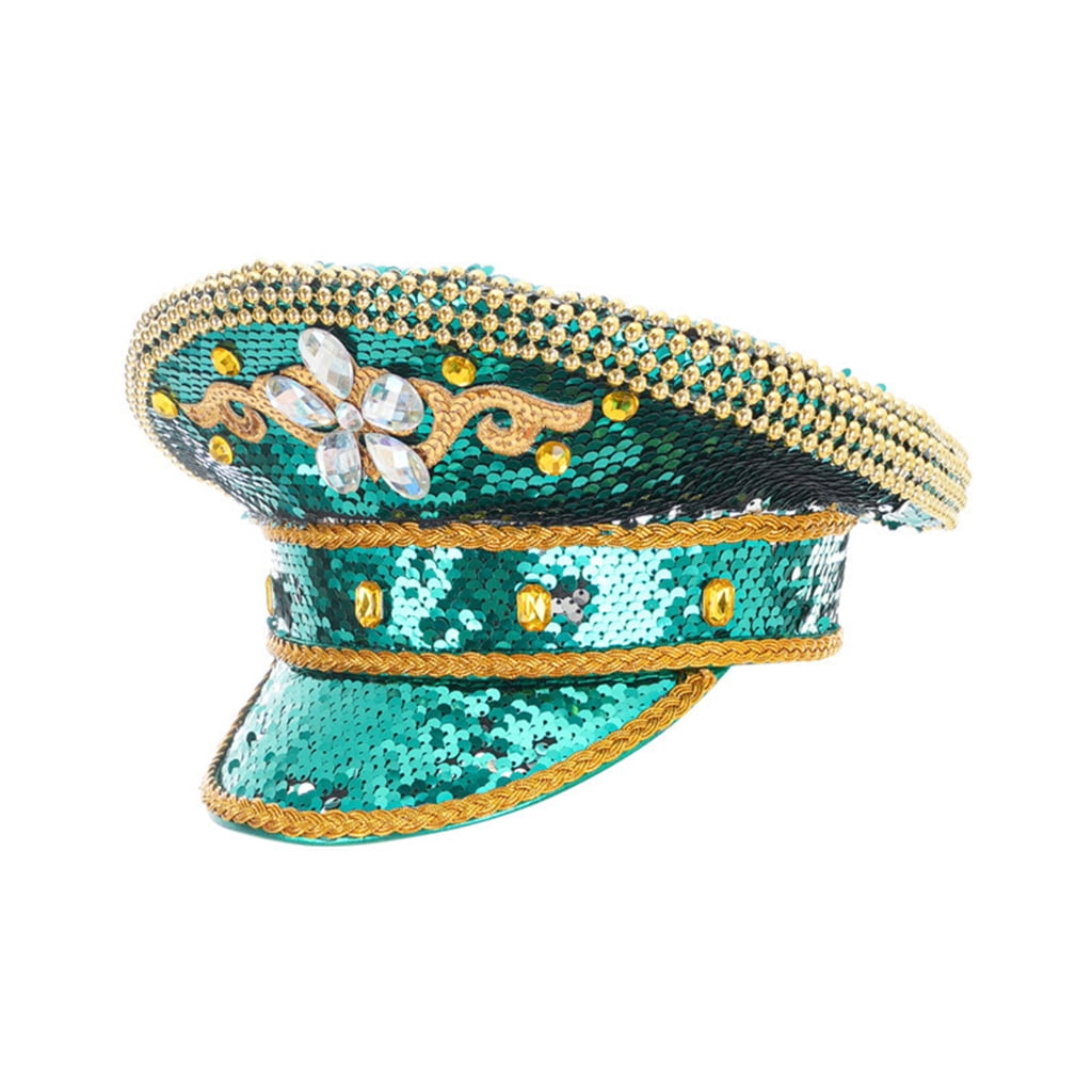 Blingbling Rhinestone Captain Hat Sailing Party Hat Stage Props Bridal ...