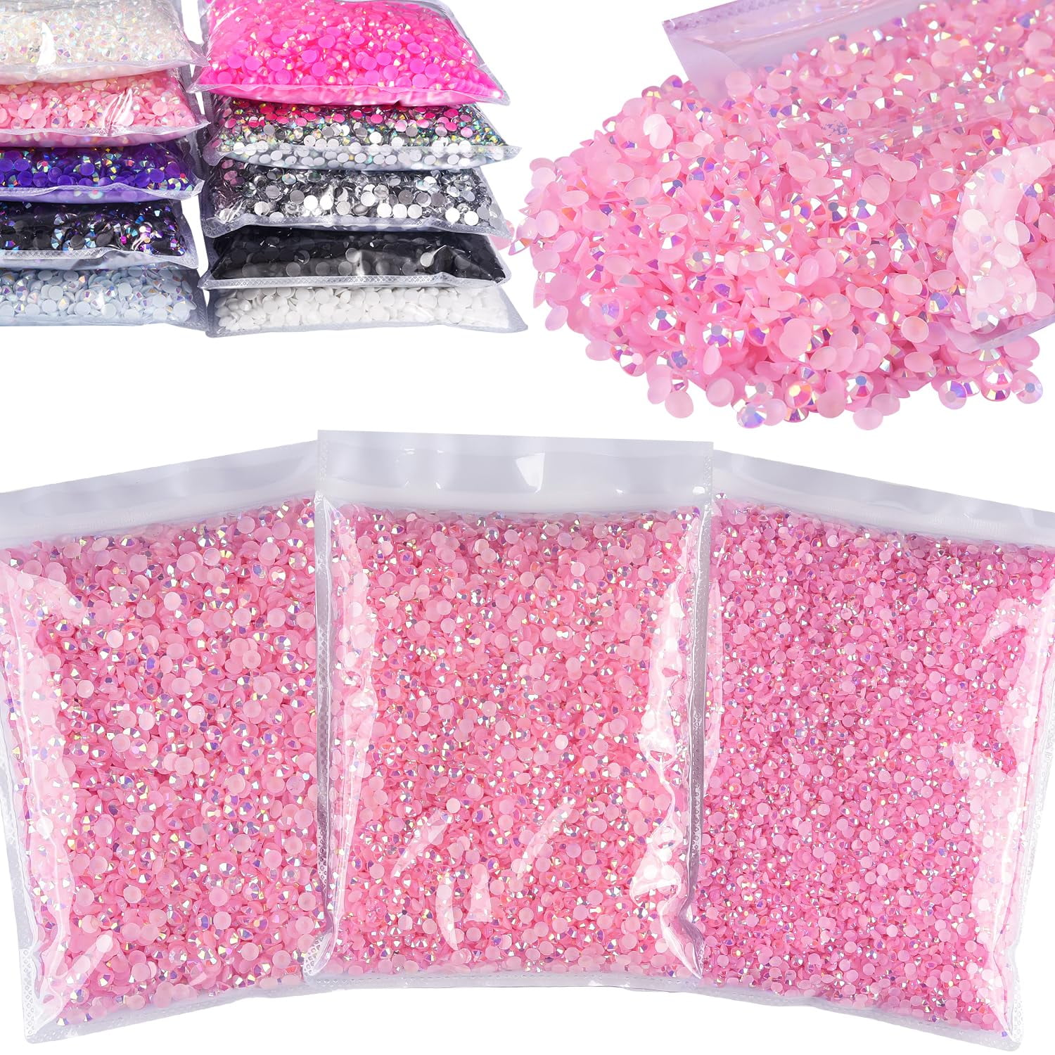 Blinginbox 35000pcs Resin Flatback Rhinestone,Jelly Resin 3mm 4mm 5mm ...