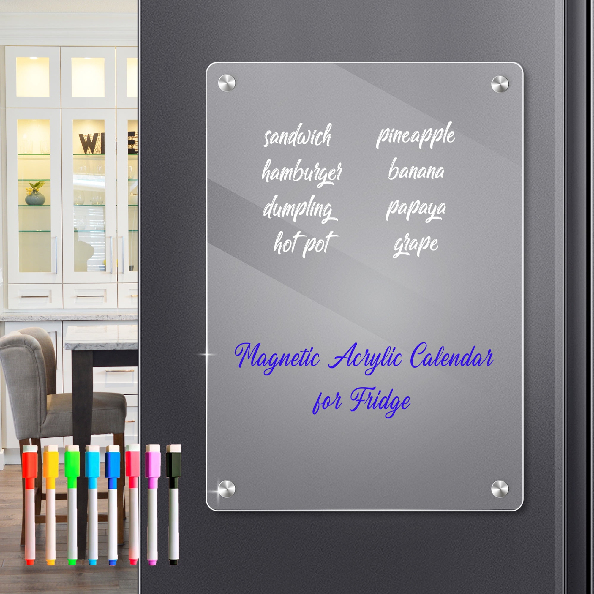 Blingpaingting Magnetic Acrylic Dry Erase Board for Fridge, Planning ...