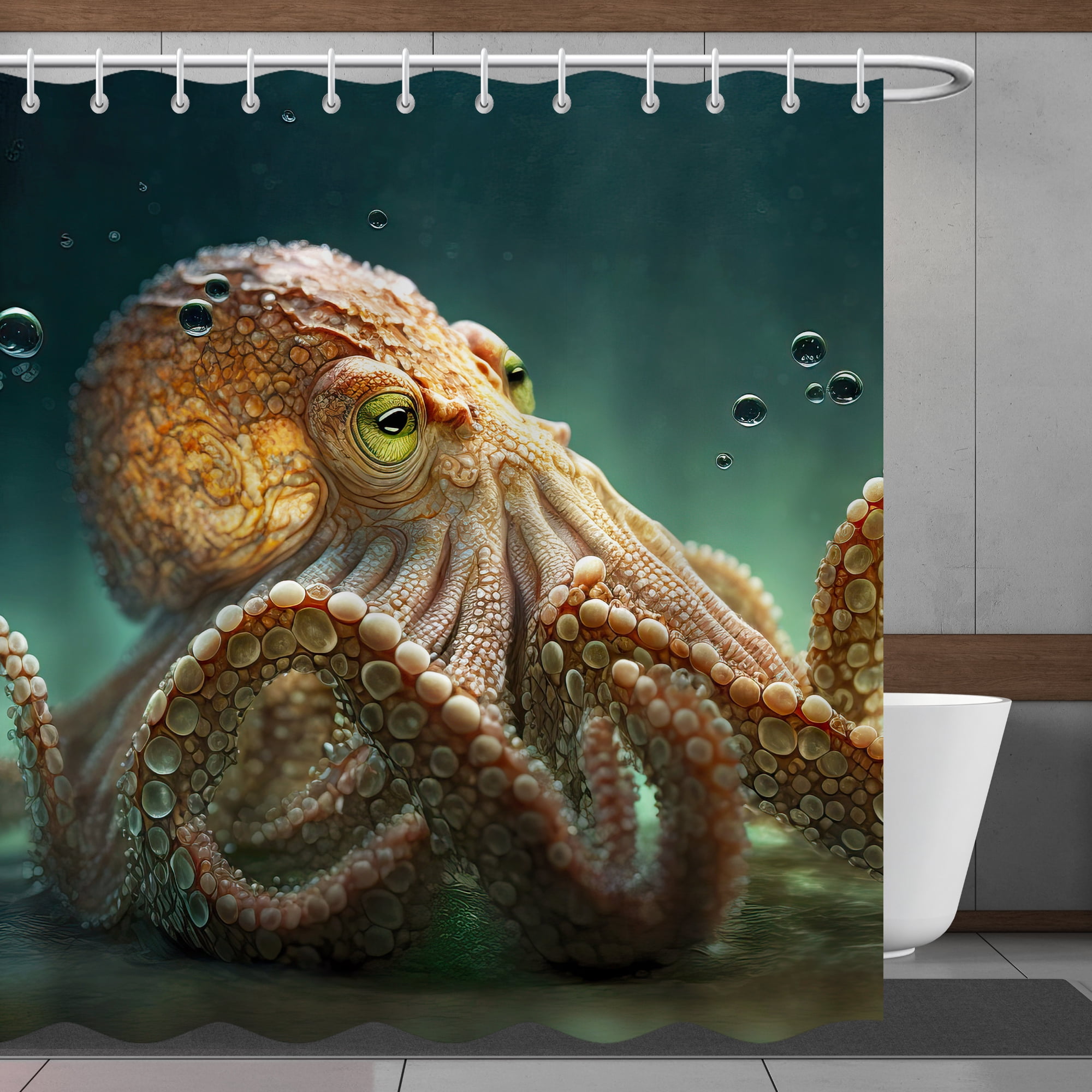 Blingpainting Golden Octopus Shower Curtain Sea Animals Vintage Siren ...