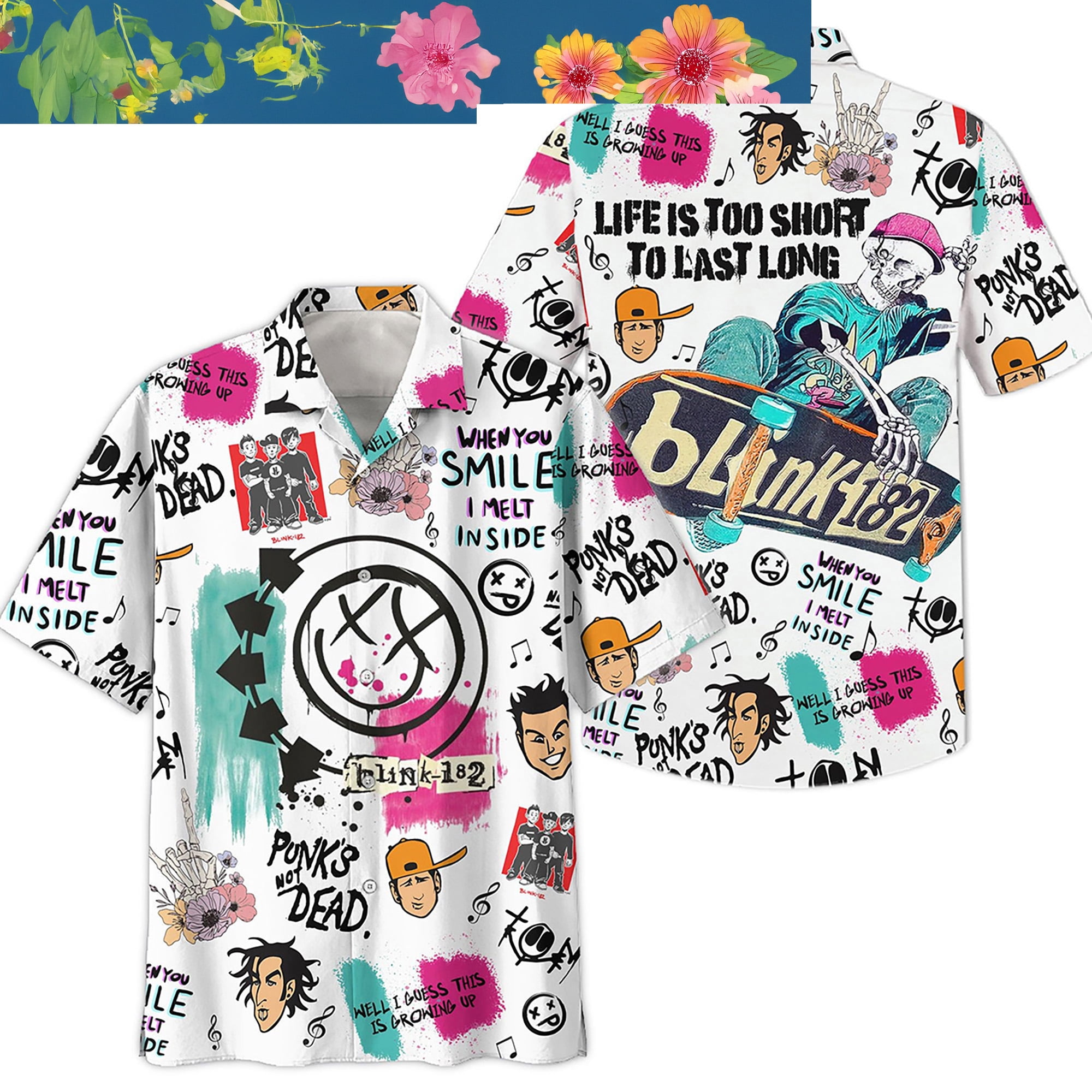 Blink-182 Life Is Too Short To Last Long Hawaiian Shirts - Walmart.com