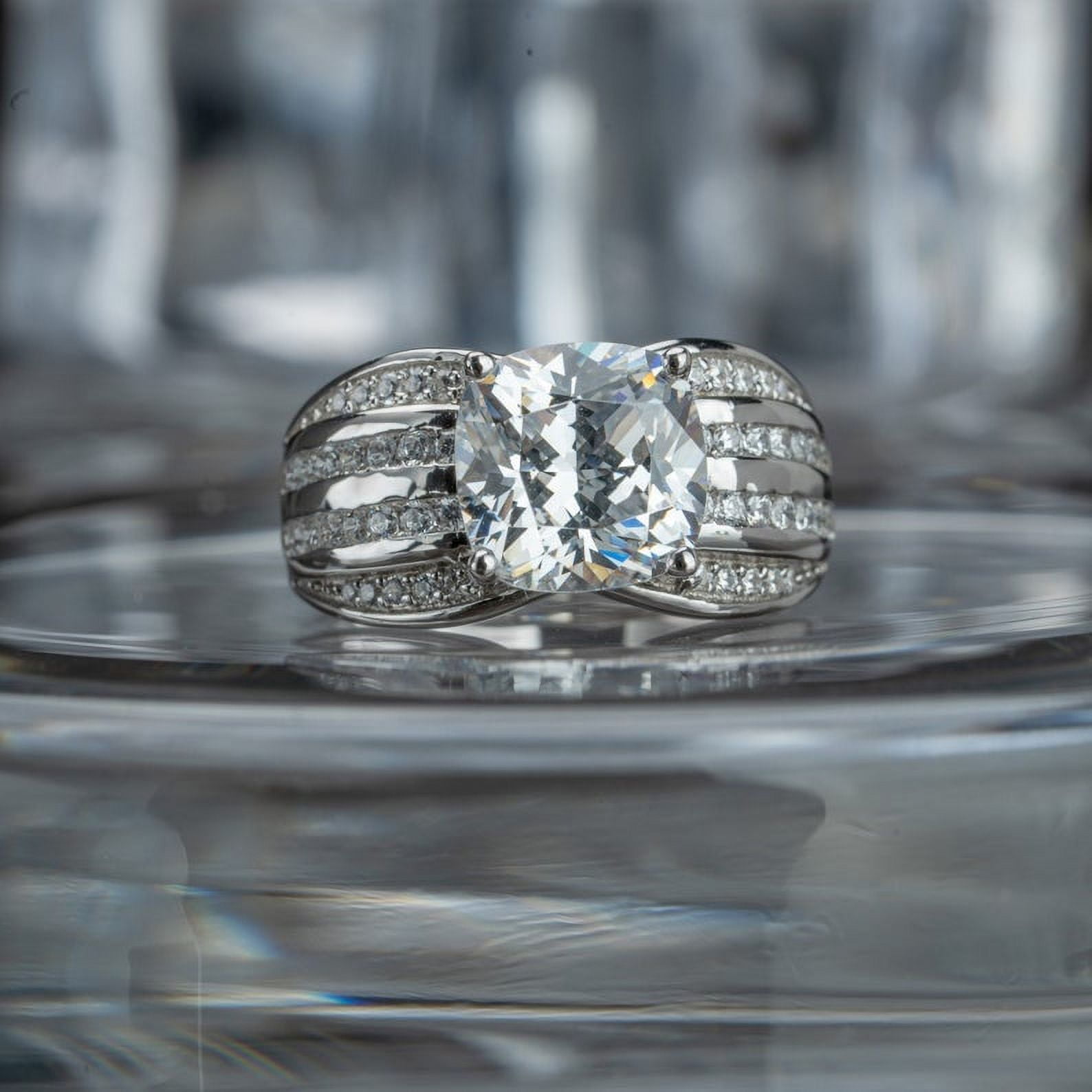 Blink Jewel White Gold Over 14K Silver Diamond Ring - Cushion Cut ...