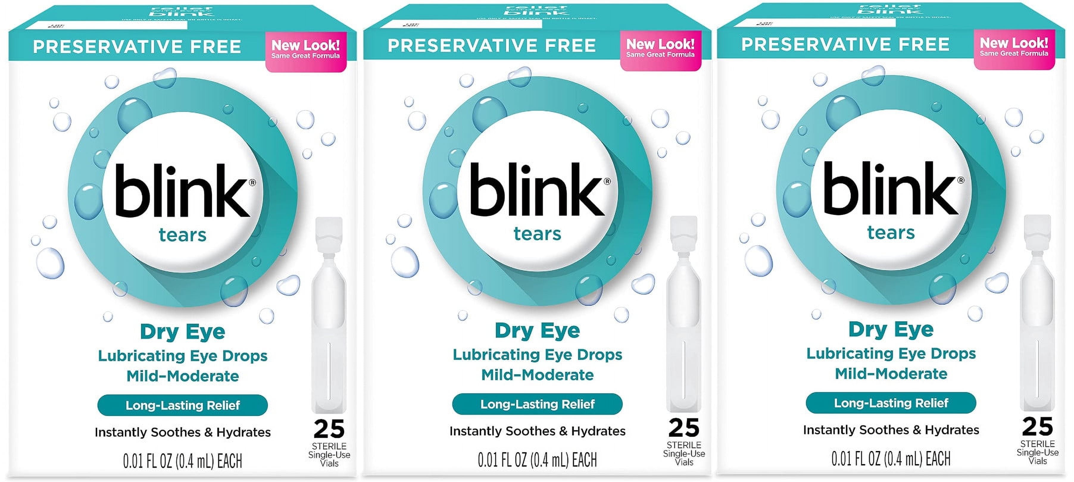 Blink Tears Dry Eye Lubricating Eye Drops Mild-Moderate 0.01 fl oz 25 ...