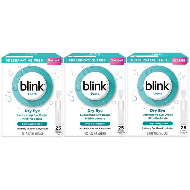 Blink Tears Dry Eye Lubricating Eye Drops Mild-Moderate 0.01 fl oz 25 ...