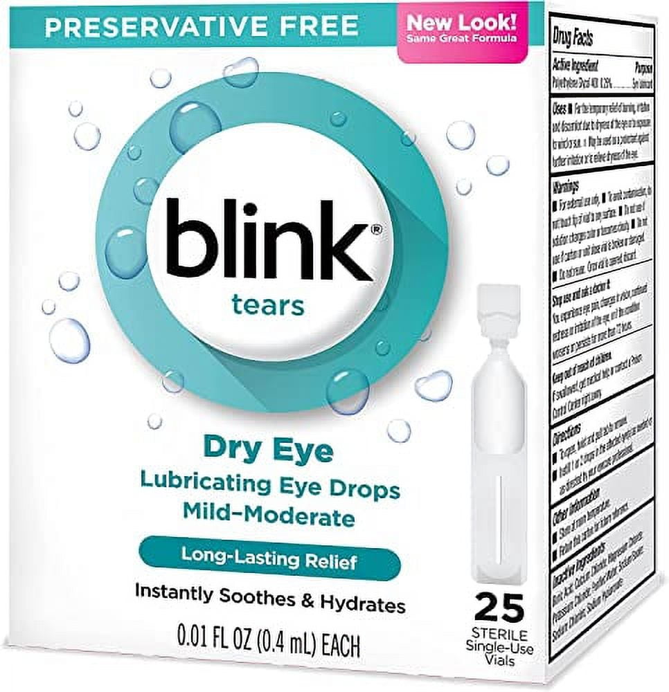 Blink Tears Lubricating Eye Drops Mild-Moderate Dry Eye, 25 Count - 0.01 oz (4 Pack) - Walmart.com