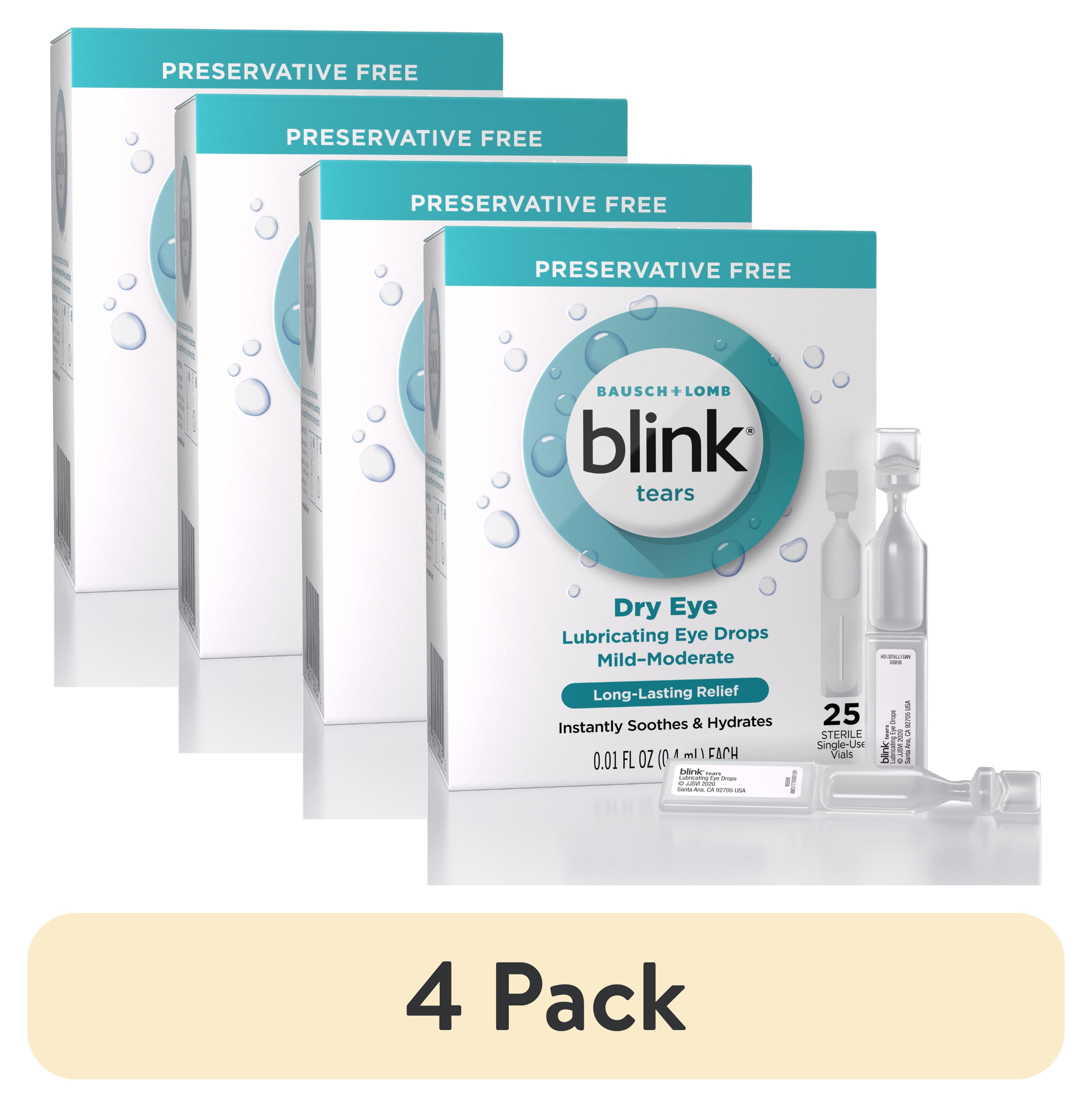 (4 pack) Blink Tears Eye Drops for Dry Eyes, Preservative Free Lubricating Eye Drops, Sterile ...