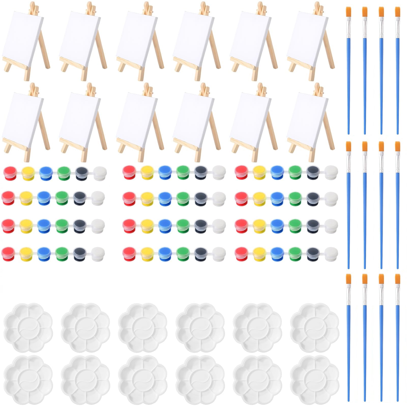 BlinkL 12 Set Acrylic Paint Kit Mini Stretched Canvas with Easel, Acrylic Paints Strips, Brushes ...