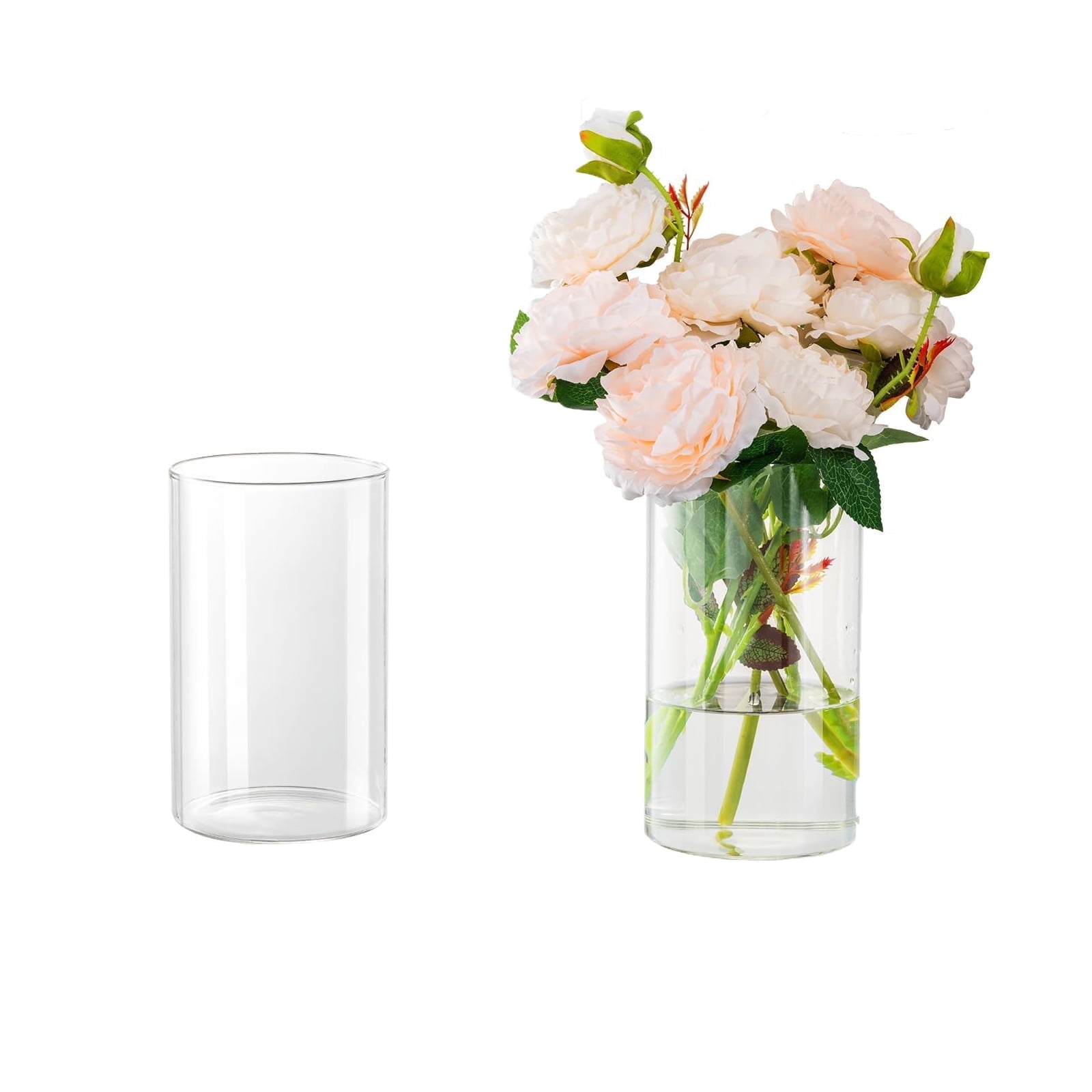 BlinkL 2pcs Acrylic Cylinder Vases for Centerpieces 6 Inch Tall Flower ...